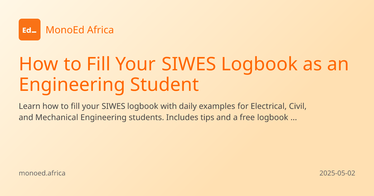 How to Fill Your SIWES Logbook as an Engineering Student | MonoEd Africa